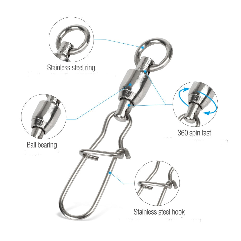 Fishing Ball Bearing Swivels with Duo Lock Snap | Bearing Swivel ...